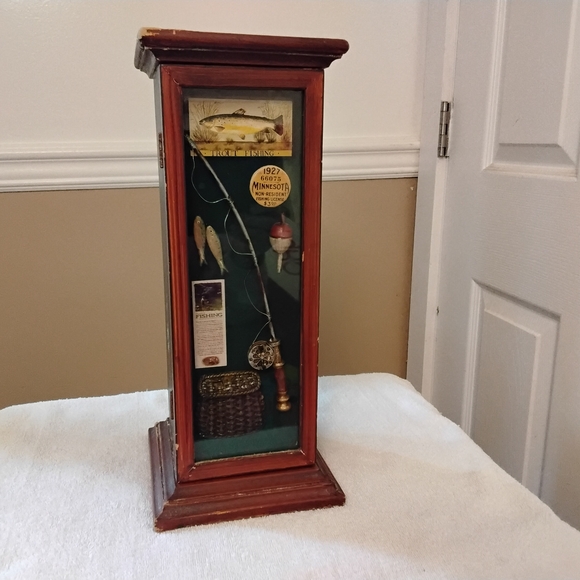 unknown | Accents | Vintage Fishing Shadow Box With Red Frame | Poshmark